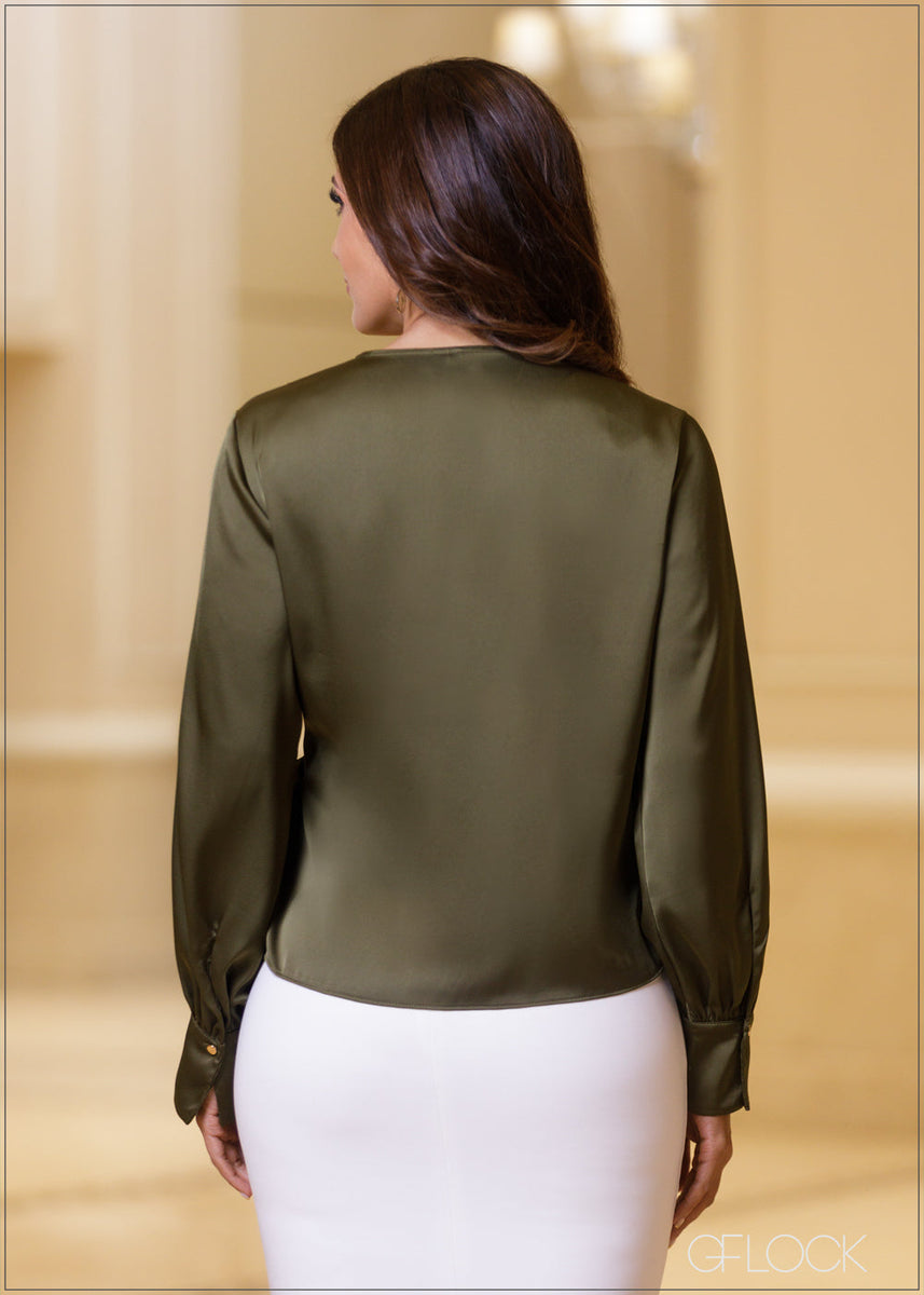 Long Sleeve Wrap Detail Top - 101123 – GFlock Global