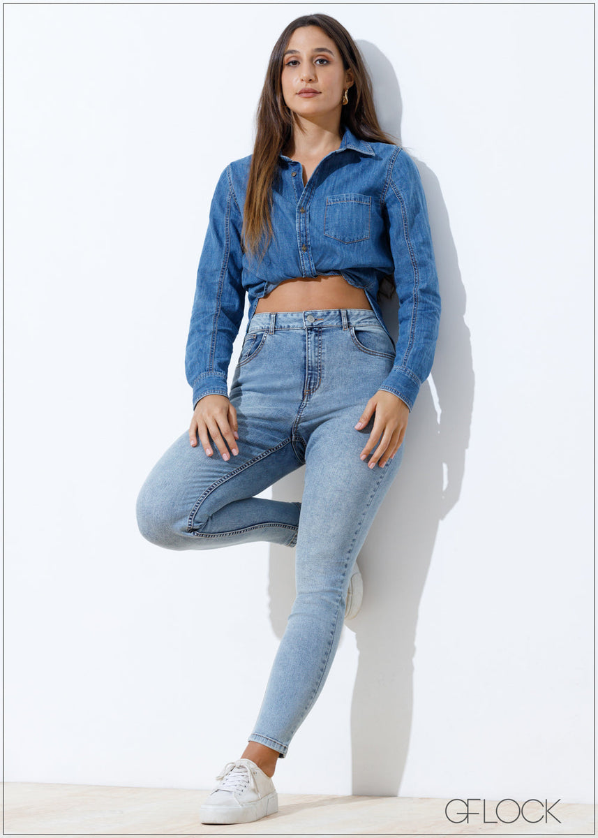Denim Long Sleeve Shirt - 140824 – GFlock Global